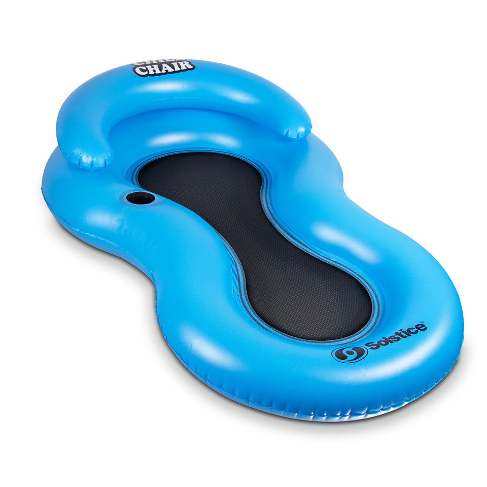 Inflatable Chill Swimming Pool Floating Lounge Chair - 61" - Blue ...