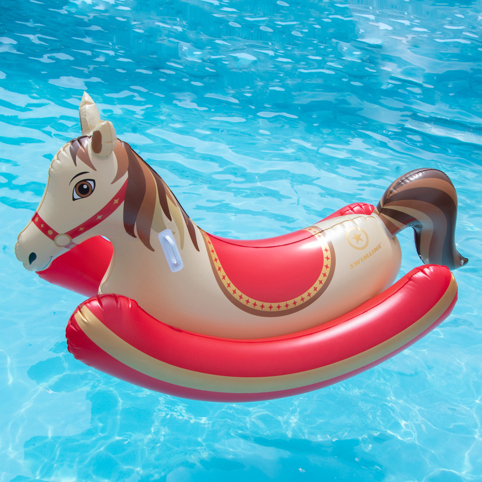 86" Brown & Red Hobby Horse Rocker Inflatable Swimming Pool Ride-On ...