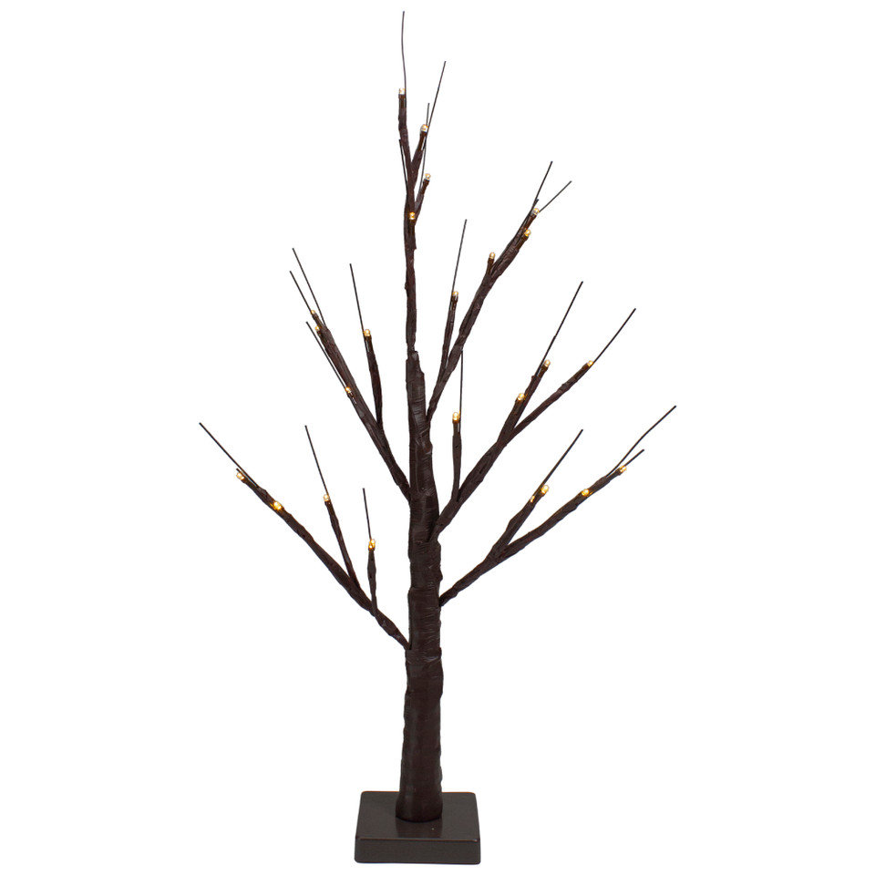 24" Lighted Brown Birch Twig Artificial Christmas Tree - Warm White LED ...
