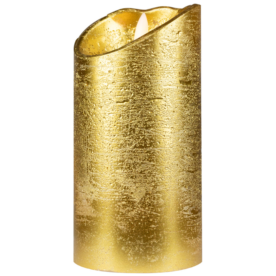 6" LED Gold Glitter Flameless Christmas Decor Candle | Christmas Central