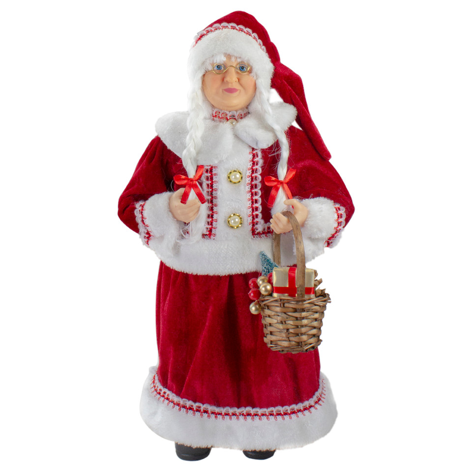 18" Standing Mrs. Claus Christmas Figure with a Basket of Goodies ...