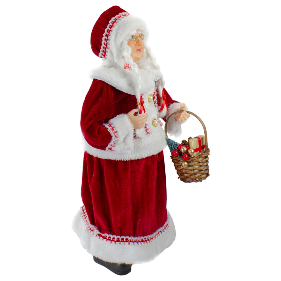 18" Standing Mrs. Claus Christmas Figure with a Basket of Goodies ...