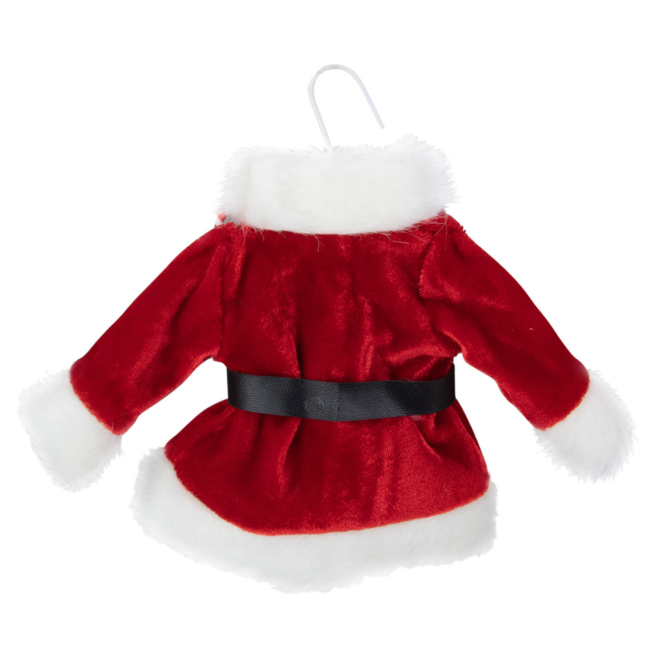 6.5-Inch Plush Red Velvet Santa Jacket on Hanger Christmas Ornament ...