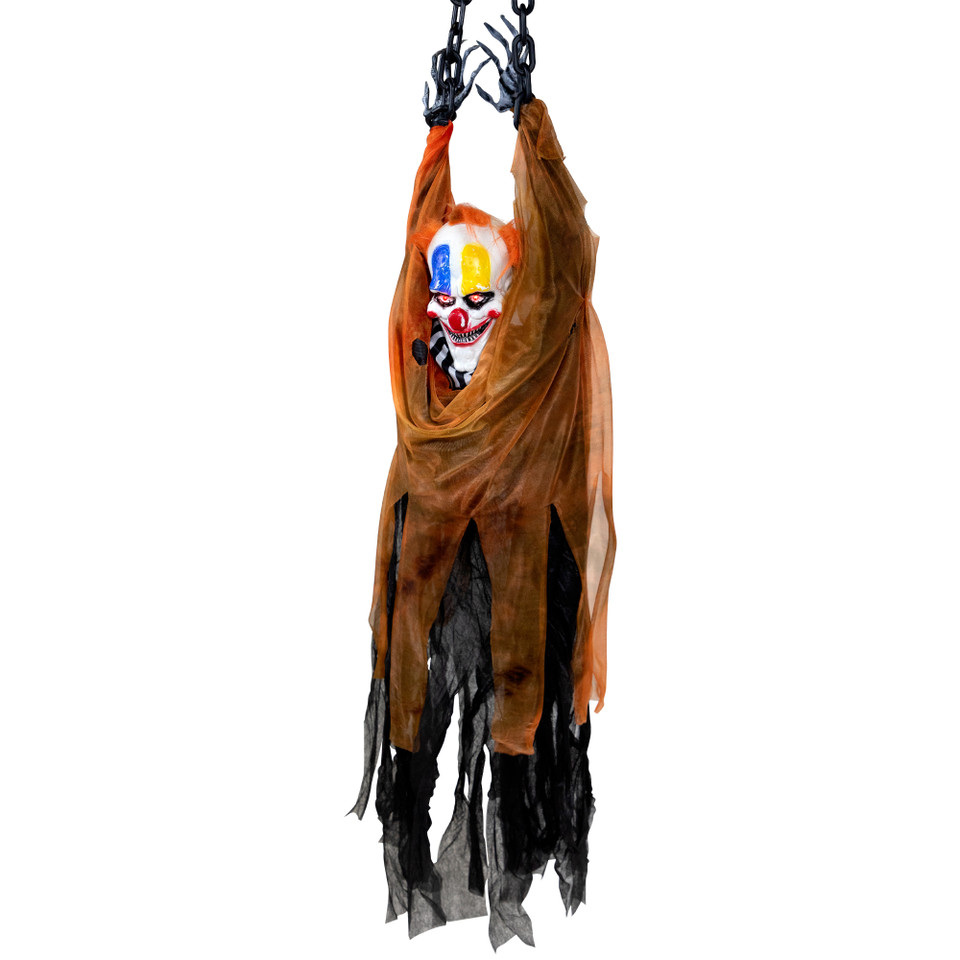 46" Animated Clown with LED Eyes Hanging Halloween Decoration ...