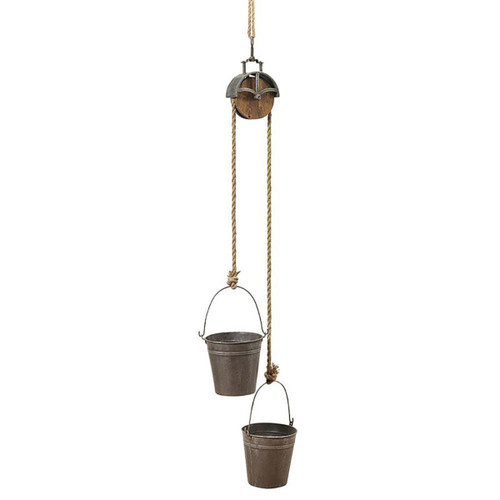 44.5-Inch Metal Pulley with Buckets Planter | Christmas Central