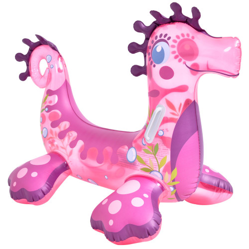 46.5" Pink Seahorse Inflatable Ride-On Pool Float | Christmas Central