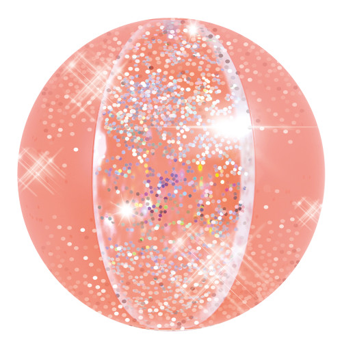 Glitter Inflatable Beach Ball - 16" - Salmon Pink | Christmas Central
