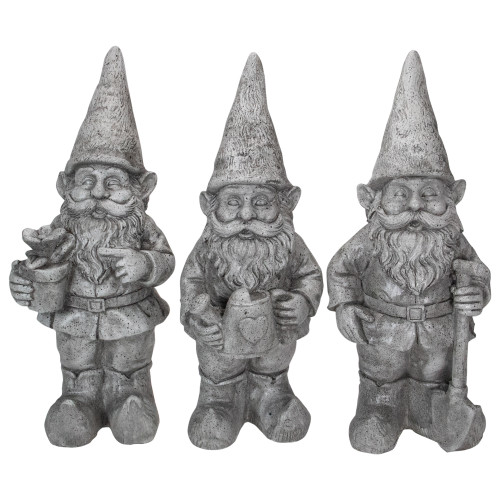 Gardening Gnomes Outdoor Garden Statues - 14" - Set of 3 | Christmas ...