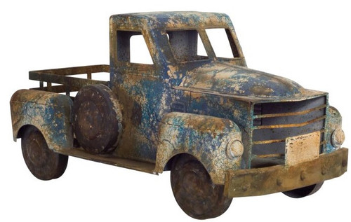 18" Metal Country Rustic Blue & Brown Pickup Truck | Christmas Central