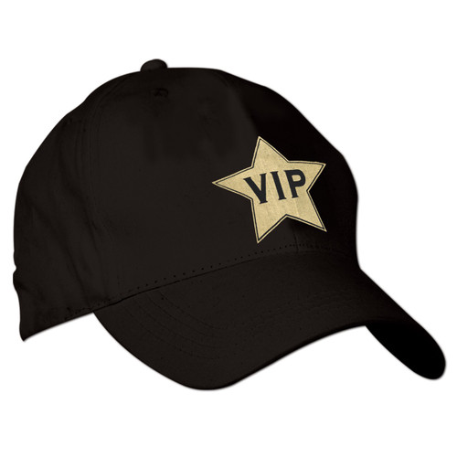 Club Pack of 12 Awards Night Black Adjustable VIP Gold Star Party Caps ...