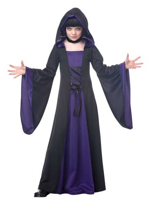 Childs Purple & Black Hooded Robe Halloween Costume - Large | Christmas ...