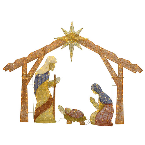 96" LED Lighted Nativity Scene Christmas Yard Decoration, Clear Lights ...