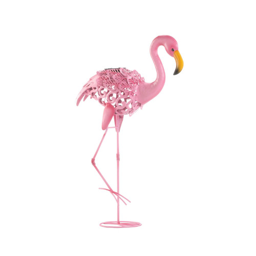 Leaning Flamingo Solar Powered Lighted Statue - 21" - Pink & Yellow ...