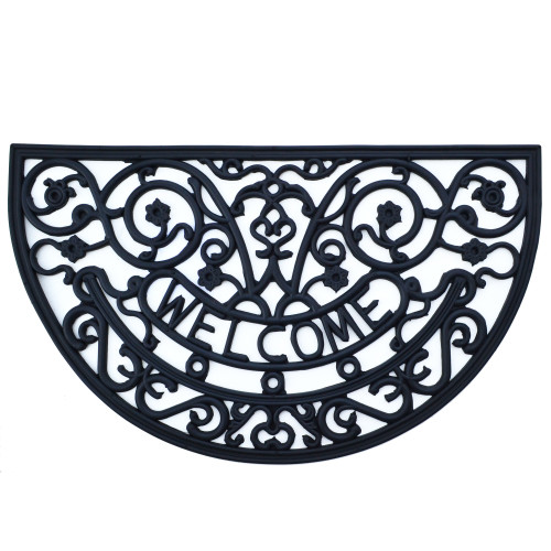 30" Blue Elegant Rosemary Welcome Machine-Made Door Mat | Christmas Central