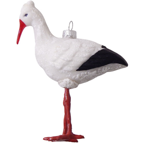4" Winter White & Black Stork Christmas Ornament | Christmas Central