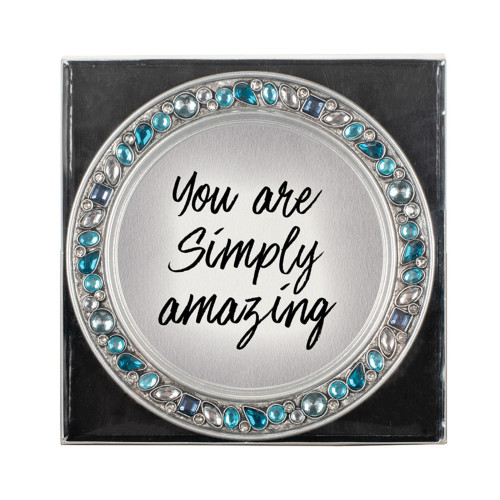 Round Jeweled Photo Frame Coasters - 4.5" - Sapphire Blue & Silver ...