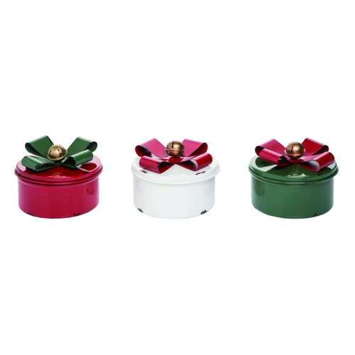 Set of 3 Multi-Color Distressed Finish Christmas Bell Containers with ...