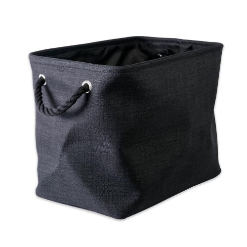 14" Black Rectangular Polyester Storage Bin with Variegated Design ...