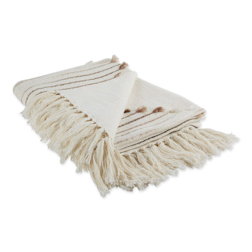 60-Inch Cream Rectangular Diamond Patterned Throw With Buttons ...
