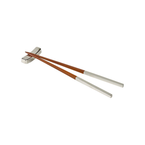 Set of 2 Wooden Chopsticks with Rectangular Metal Rest | Christmas Central