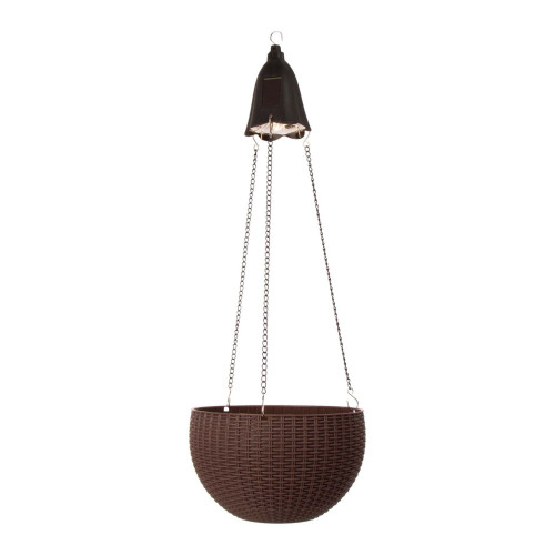 30" Brown & Silver Solar Lighted Hanging Basket Planter | Christmas Central