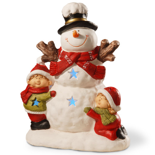 16.5" Red & White Battery Operated LED Lighted Snowman Christmas Decor ...