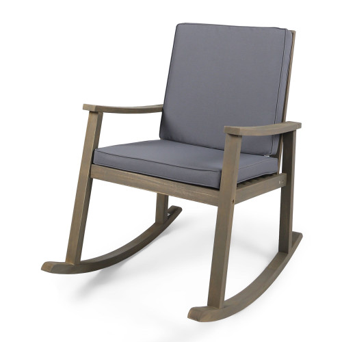 36.75" Gray Contemporary Outdoor Furniture Patio Rocking Chair - Gray ...