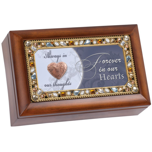 6" Brown & Gray Traditional Bereavement Music Box with Locket ...