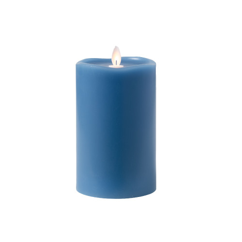 Battery Operated Flameless LED Pillar Candle - 6" - Blue | Christmas ...