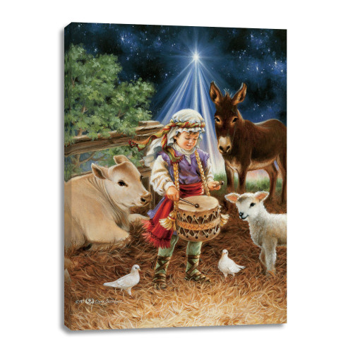 Blue & Brown Little Drummer Boy Rectangular Canvas Wall Art Decor 14" x ...