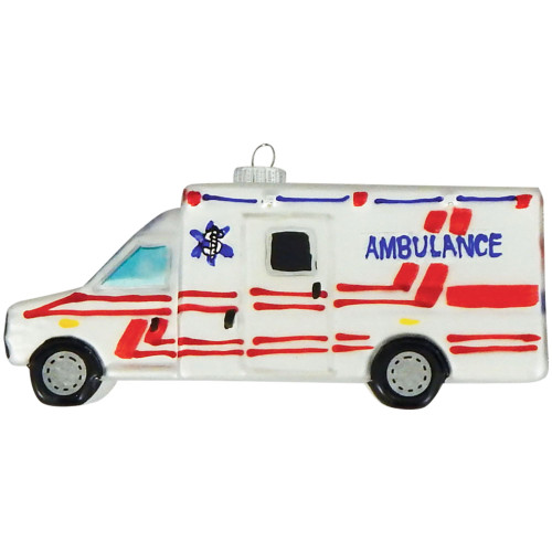 Set of 2 Glass Ambulance Christmas Ornaments | Christmas Central