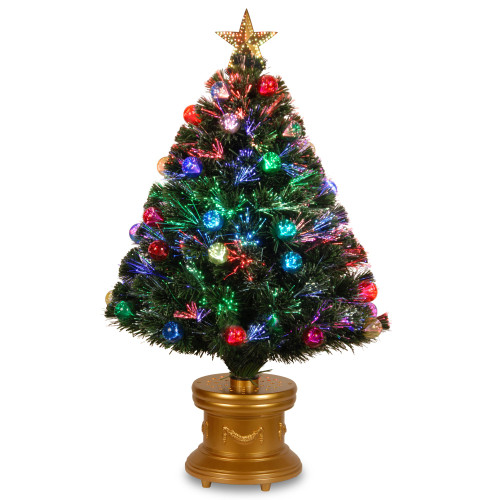 3' Pre-Lit Medium Artificial Ornamented Christmas Fireworks Tree, Fiber ...