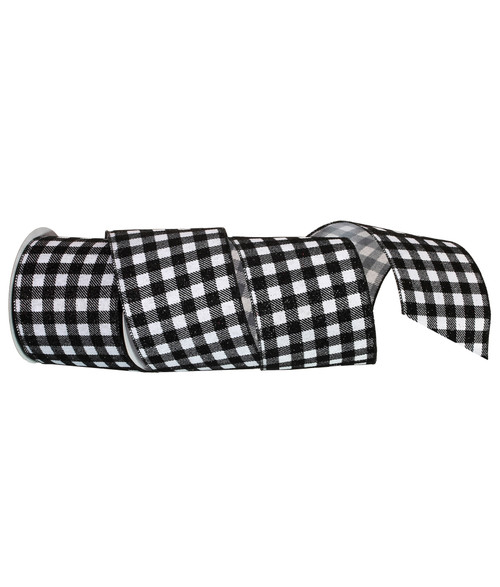 Set of 3 Metallic Check Wired Ribbon 4" x 10 Yards | Christmas Central