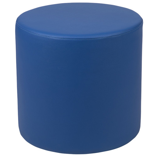 18" Royal Blue Solid Upholstered Round Modular Ottoman | Christmas Central