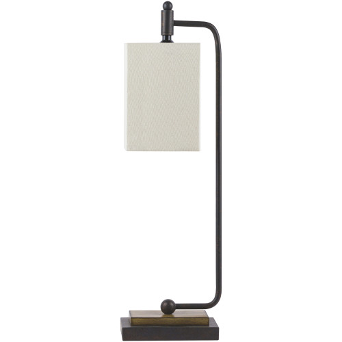 25" Brown Painted Metal Table Lamp with Beige Modified Drum Shade ...