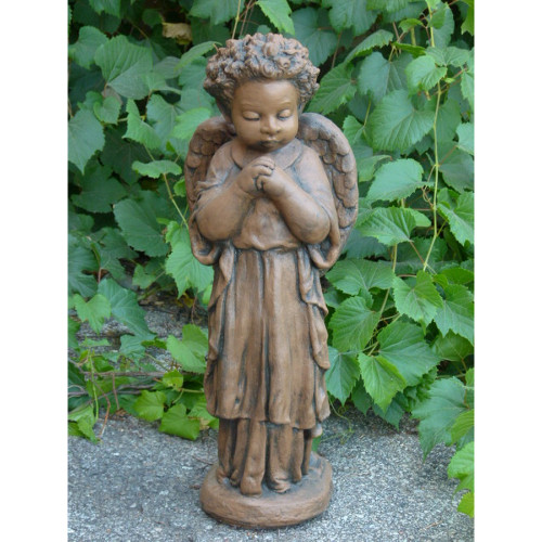 25" Decorative Standing on Saddle Stone Girl Angel Statue - Rust ...
