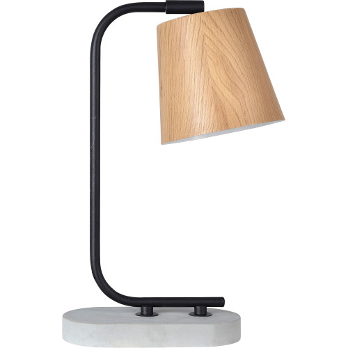15" Black Powder Coated Table Lamp with Brown Modified Drum Shade ...