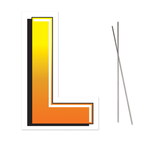 18" Yellow & Black Letter "L" Plastic Yard Sign with Metal Stakes ...