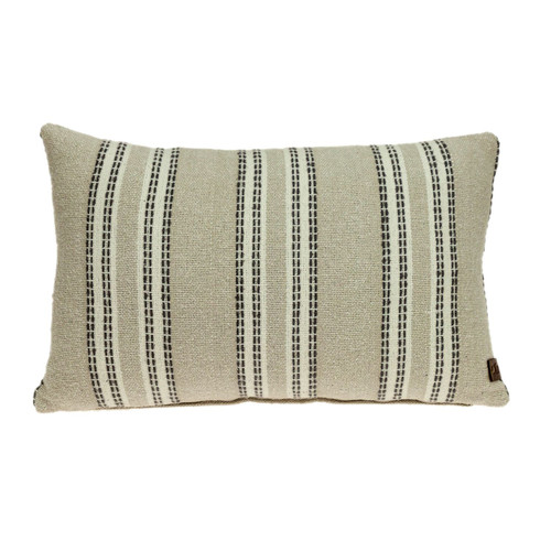 20" Beige & Gray Woven Striped Rectangular Throw Pillow | Christmas Central