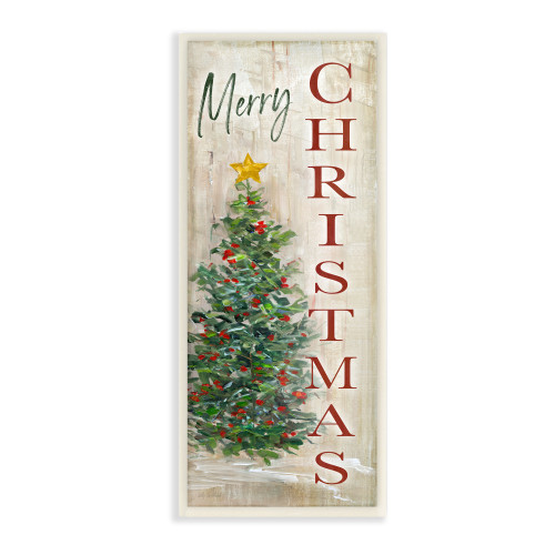 Greetings "Merry Christmas" Tree Wall Sign, 7" x 17" | Christmas Central
