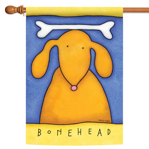 Cute Puppy 'Bonehead' Outdoor House Flag 40" x 28" | Christmas Central