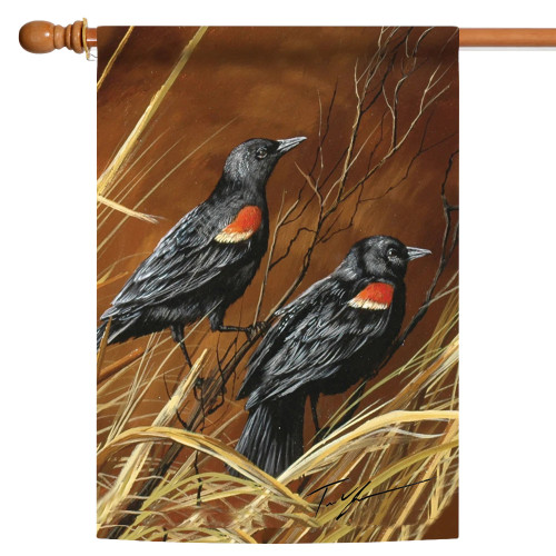 Red-Winged Blackbirds Fade-Resistant Fall Harvest Outdoor Flag - 40" x ...