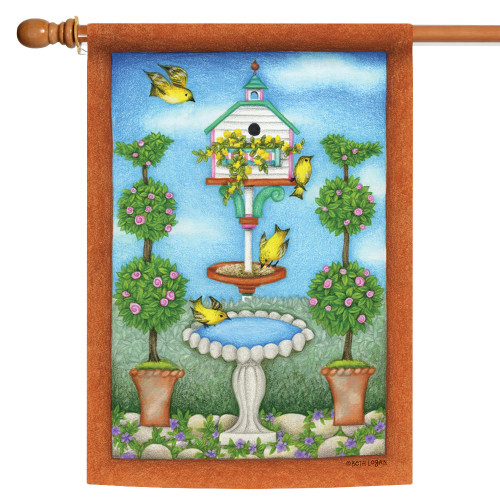 Drinking Gold Finch Birdhouse Outdoor House Flag 40" x 28" | Christmas ...