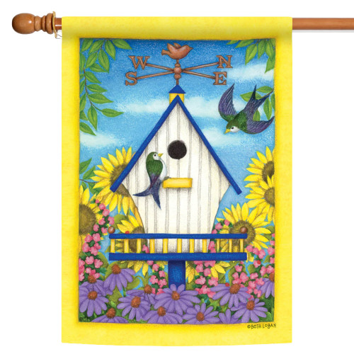 Sunflower & Weathervane Swallowtail Outdoor House Flag 40" x 28 ...
