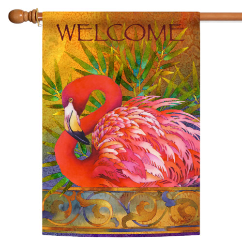 Pink Flamingo Outdoor House Flag 40" x 28" | Christmas Central