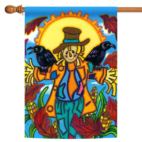 Cornfield Scarecrow & Crows Fall Harvest Outdoor Flag - 40" x 28 ...