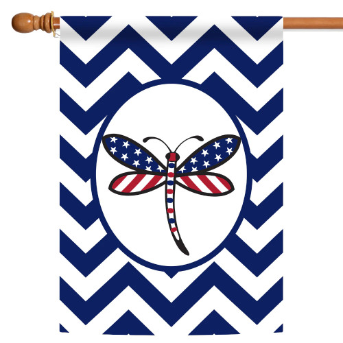 Patriotic Dragonfly Chevron Fade-Resistant Outdoor Flag - 40" x 28 ...