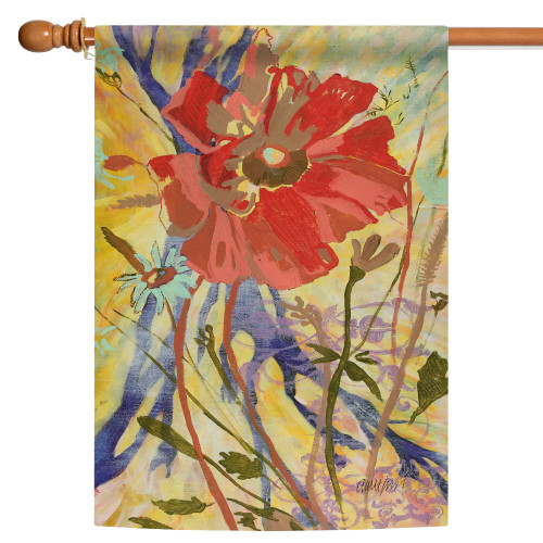 Lemon Field Brown & Red House Flag 40" x 28" | Christmas Central