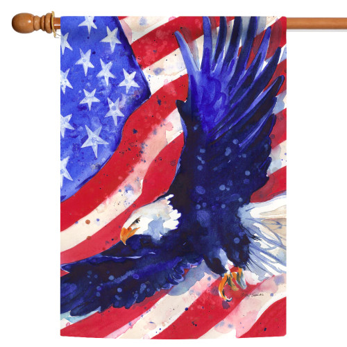 Flying Bald Eagle Patriotic Fade-Resistant Outdoor Flag - 40" x 28 ...