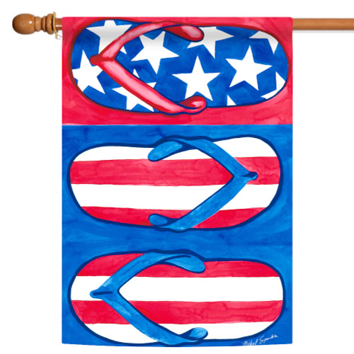 Patriotic Stars & Striped Flip-Flops Outdoor Flag - 40" x 28 ...